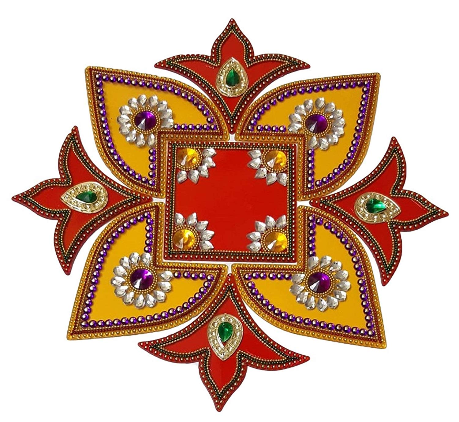 Pan Design 9 pcs Set 15 inches Dia Acrylic Rangoli Multicolor ...