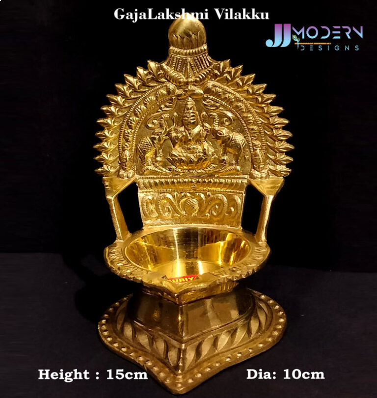 Brass Gaja Lakshmi Vilakku height 15cm - Navarathri Golu Dolls Online ...